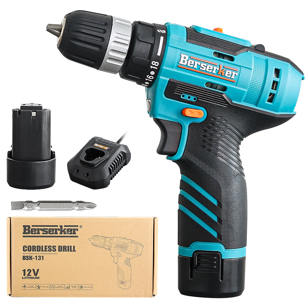 12V Compact Cordless 3/8-Inch Drill Driver, 18+1 Torque Settings, Buil